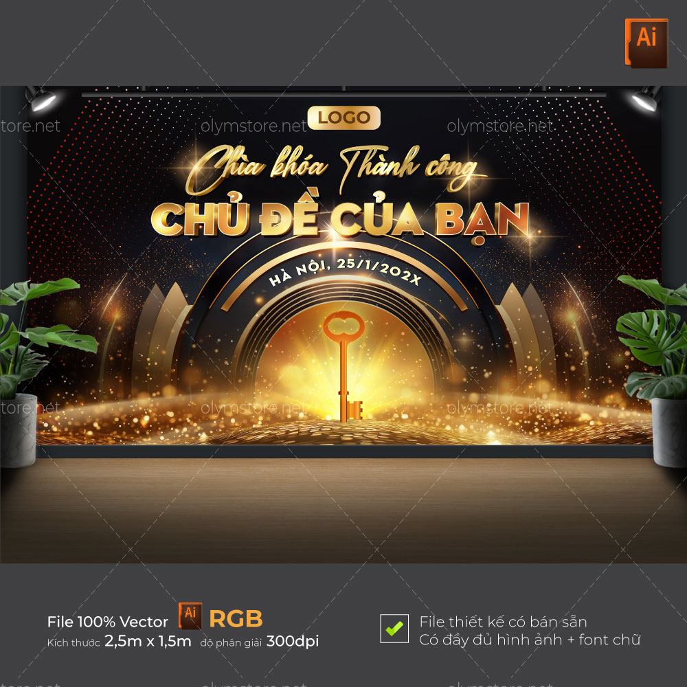 Backdrop gala dinner màu xanh lá