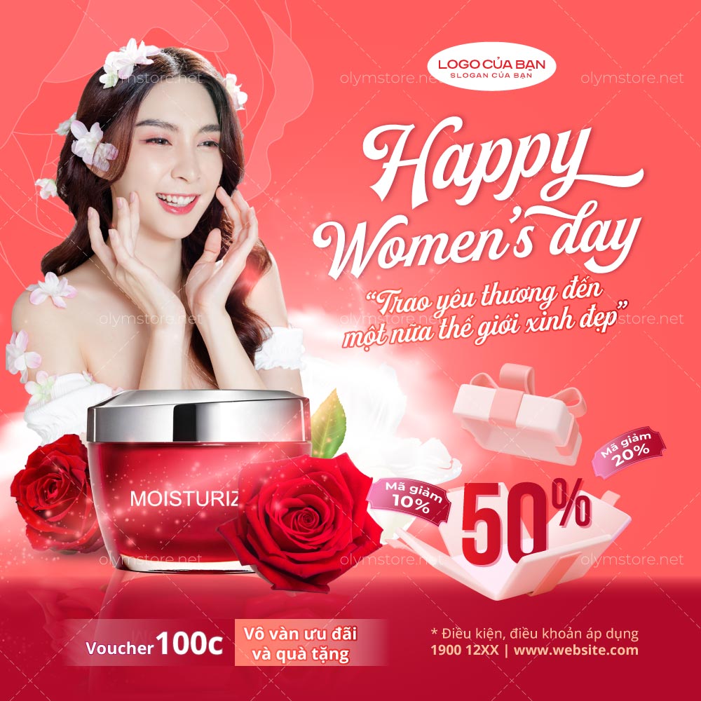 Banner mỹ phẩm giảm giá phong cách độc đáo